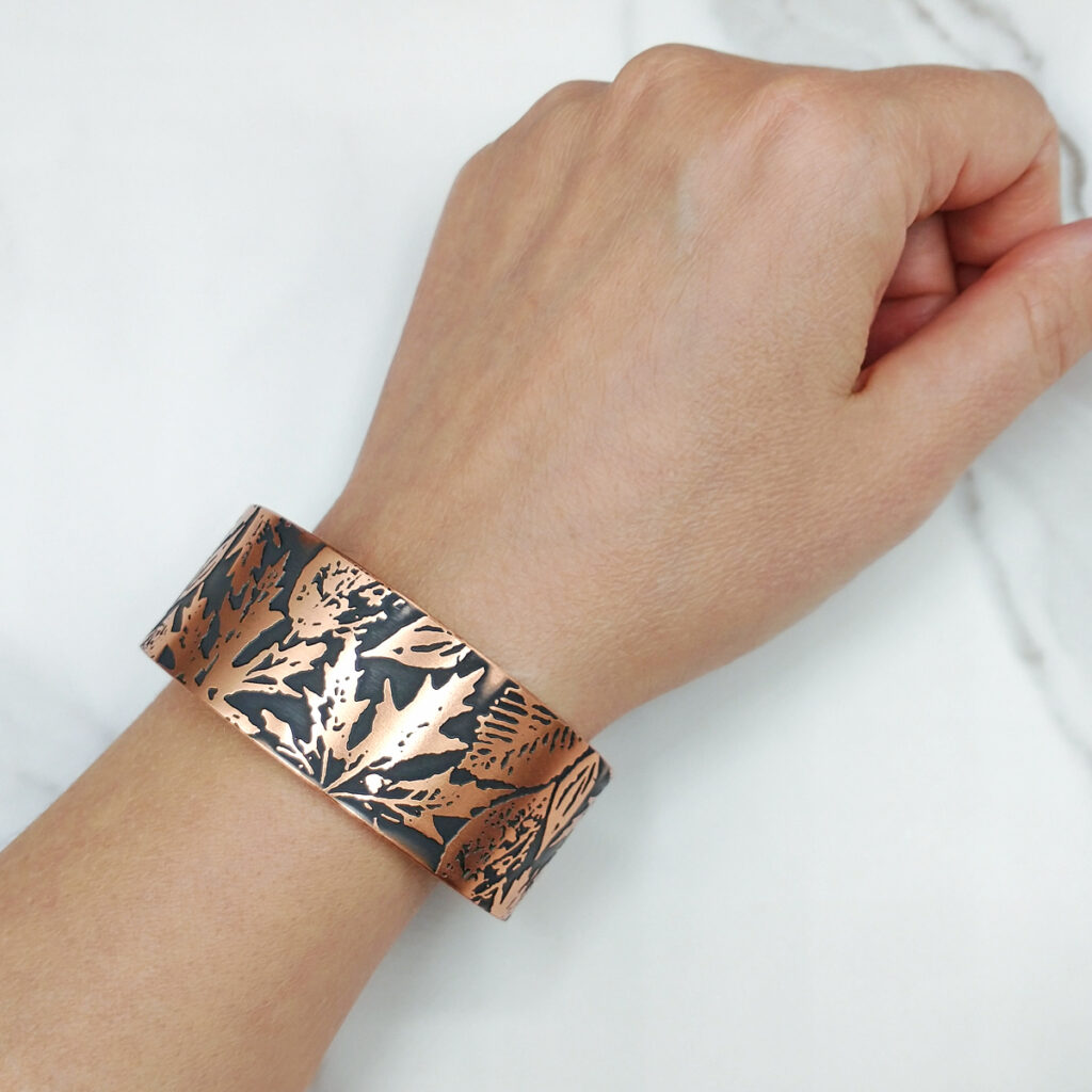 Leaves, Handmade Copper Cuff Bracelet - GaleForce Design Jewelry